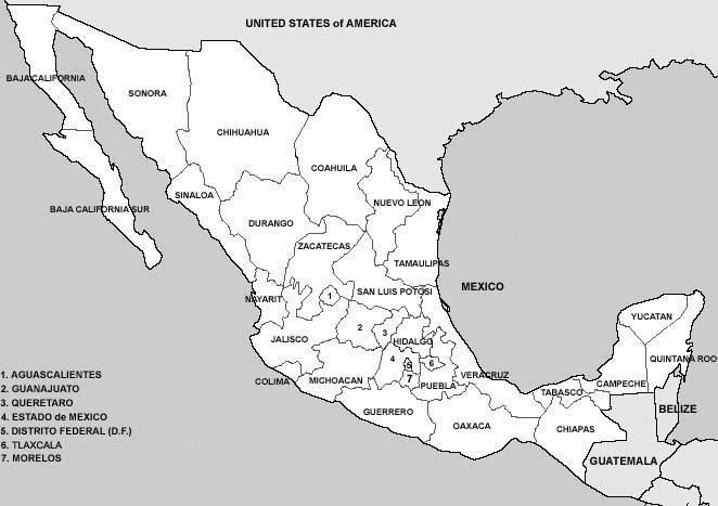 Mexico counties map - Map of Mexico counties (Central America - Americas)